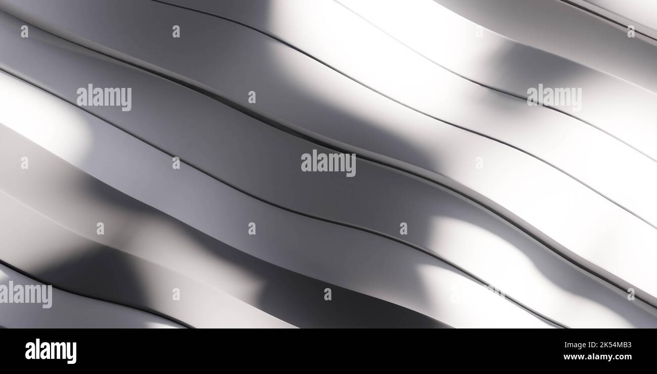 metallic white wave pattern geometric shape object 3d render ...