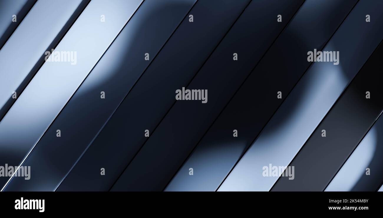 metallic blue colored wave pattern geometric shape object 3d render ...