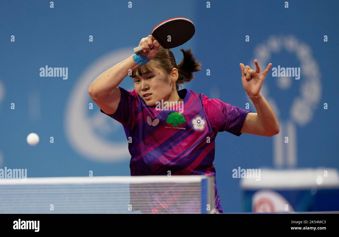 CHENGDU, CHINA - OCTOBER 6, 2022 - Li Yuzhun of Chinese Taipei competes ...