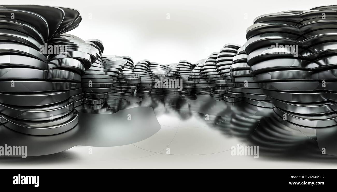 360 degree full panorama environment map of futuristic abstract black ...