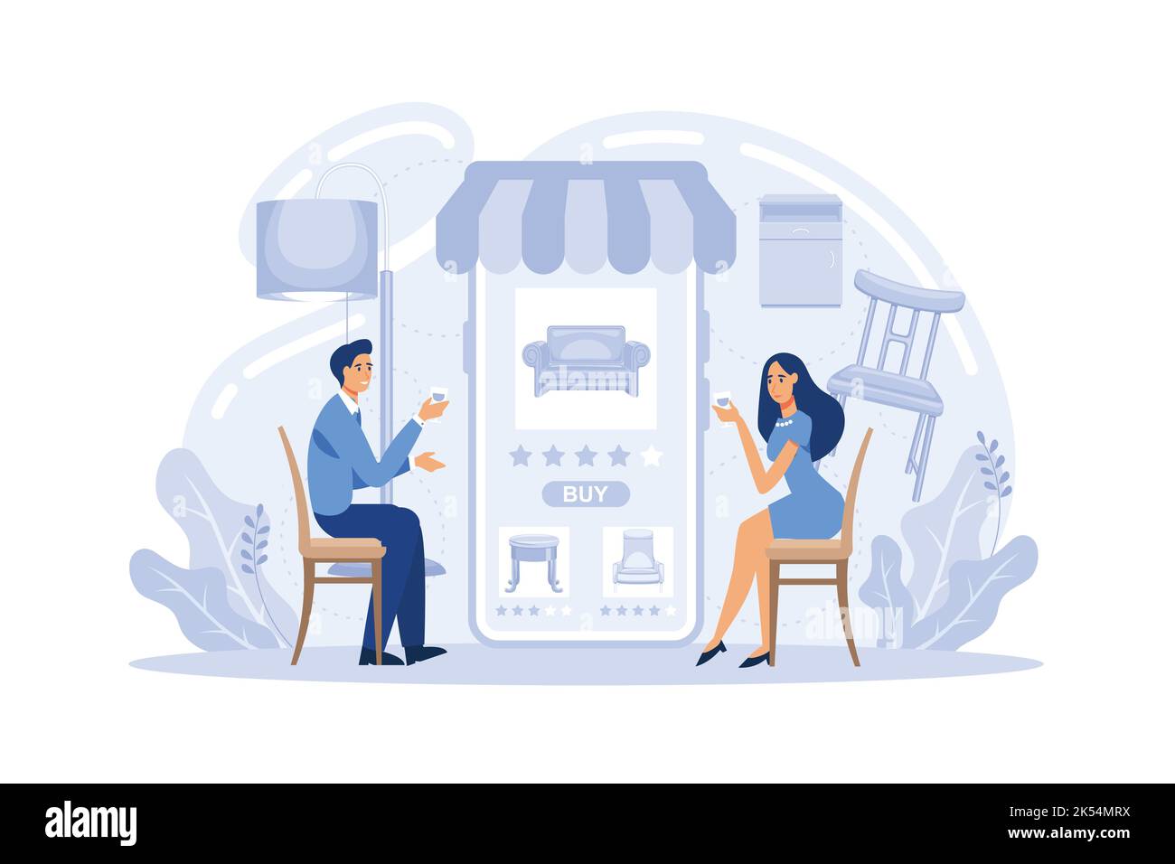 Furniture and home accessories store. shopping furniture and home decor online use smartphone ...