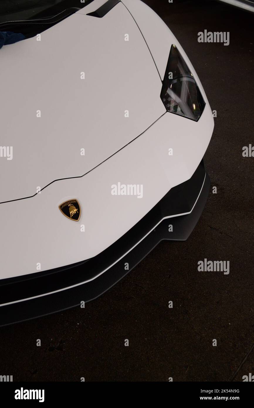 Matte white Lamborghini Aventador after the car wash Stock Photo - Alamy