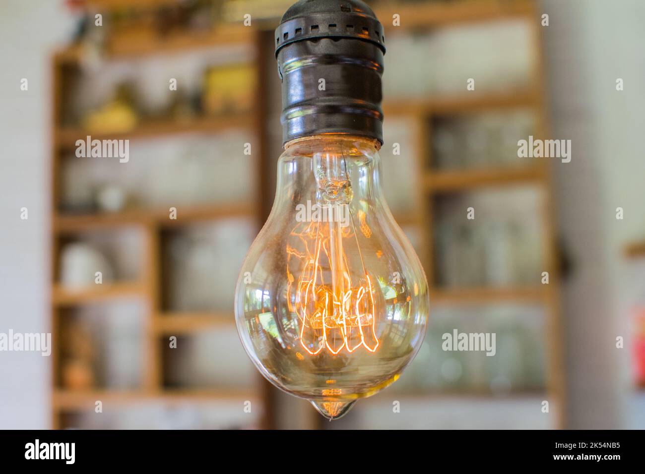 Orange lights used in the coffee shop. celebration Light bulb Stock ...