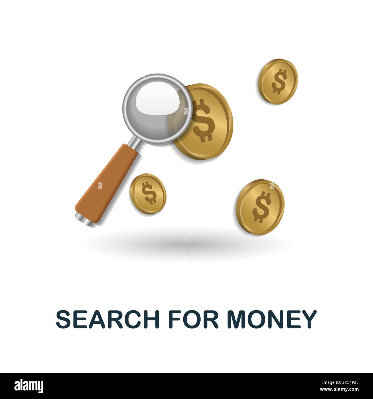 Search For Money icon. 3d illustration from finance management ...