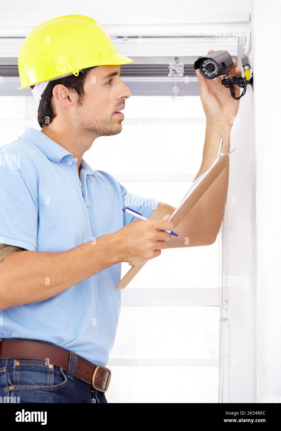 Perfectly positioned for your protection. a handsome young man ...