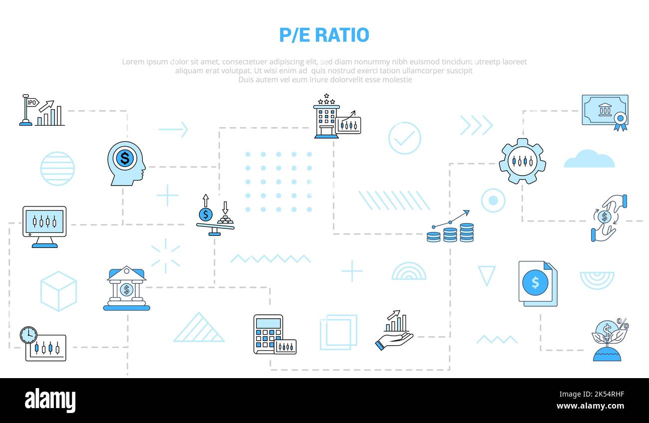 pe ratio business concept with icon set template banner with modern ...