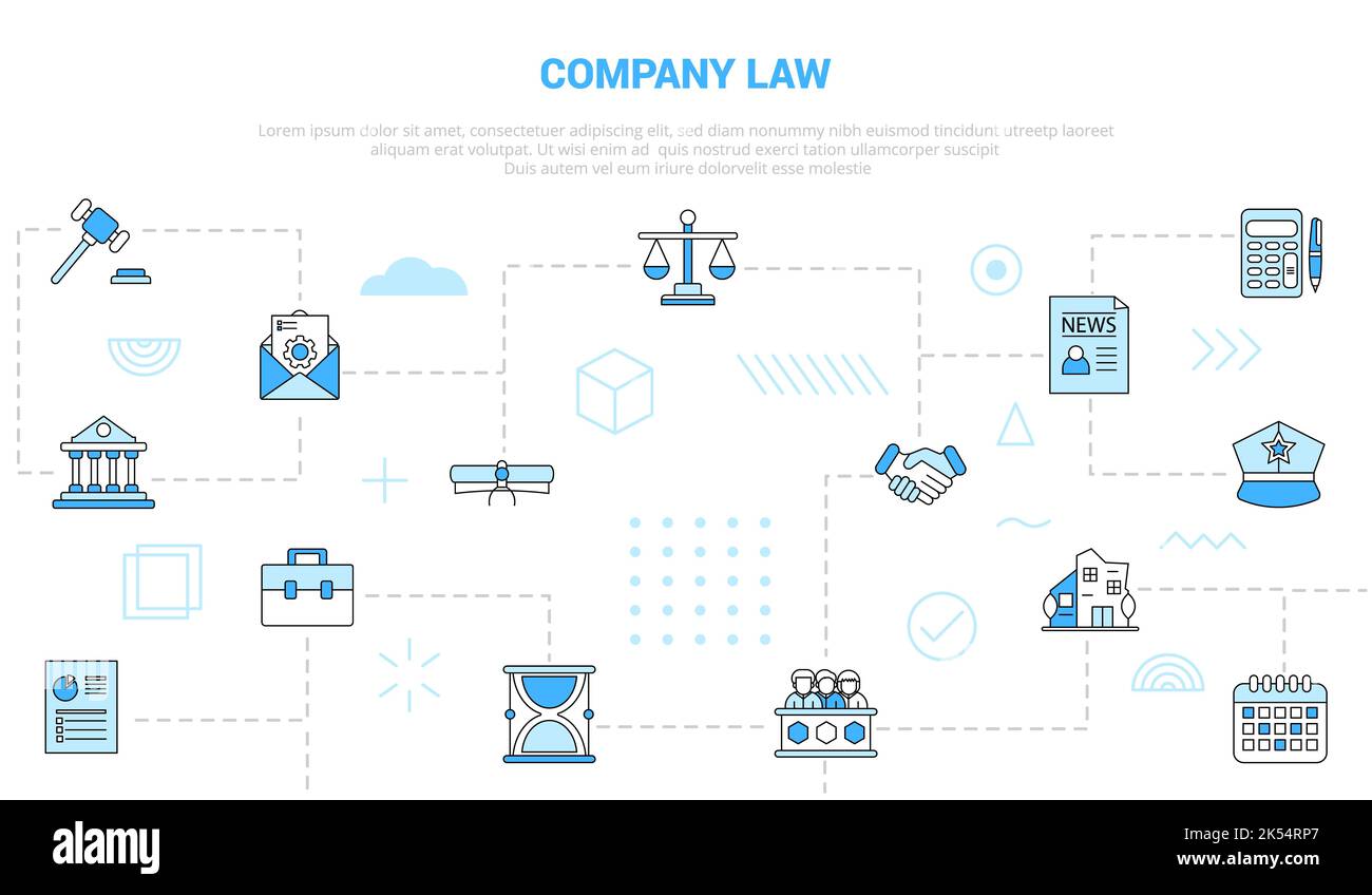 Company Law Concept With Icon Set Template Banner With Modern Blue