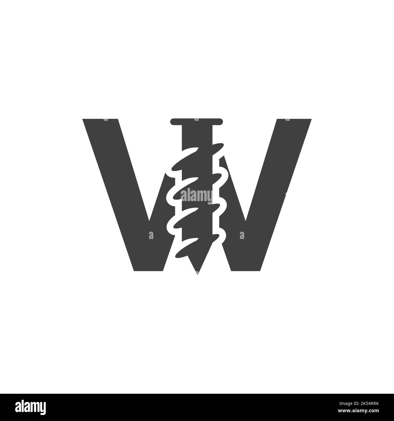 Letter W Screw Logo Template For Construction Ironmonger Symbol Design ...