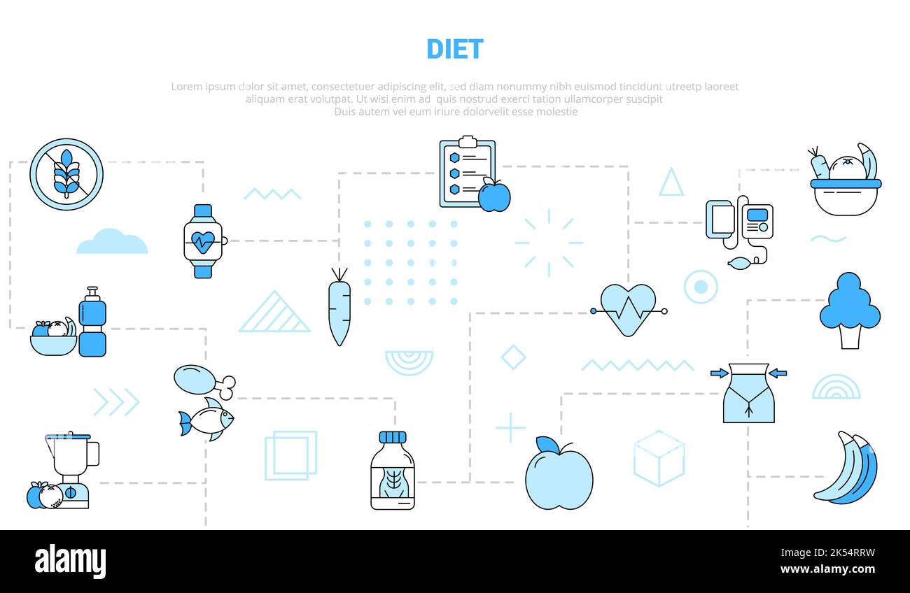 diet plan concept with icon set template banner with modern blue color ...