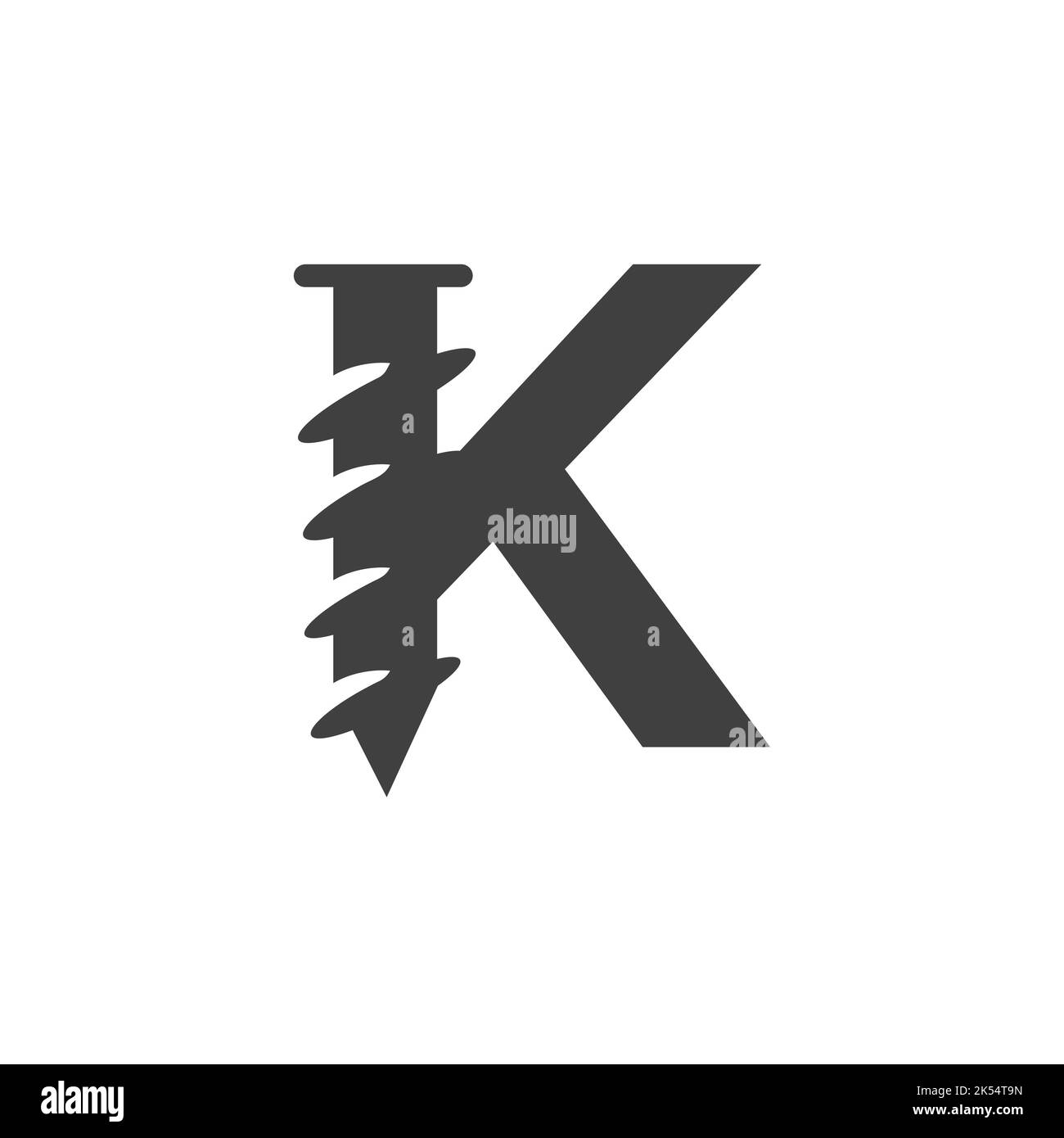 Letter K Screw Logo Template For Construction Ironmonger Symbol Design ...