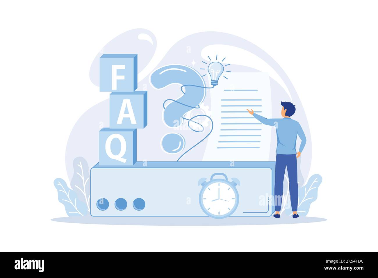 concept illustration of people frequently asked questions around question marks, answer to ...