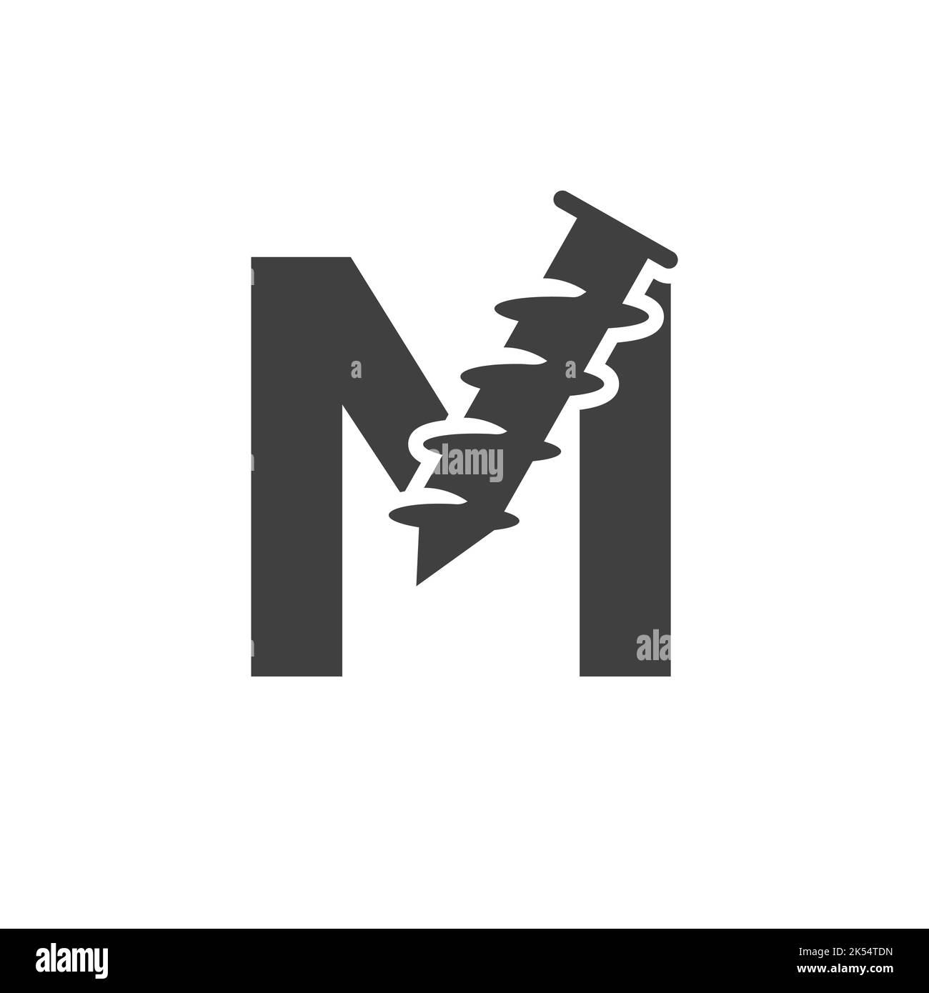 Letter M Screw Logo Template For Construction Ironmonger Symbol Design ...