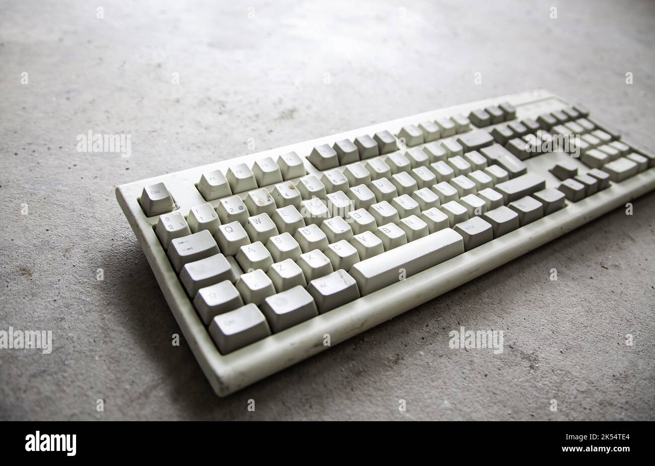 Detail of computer keyboard thrown in the trash, pollution Stock Photo ...