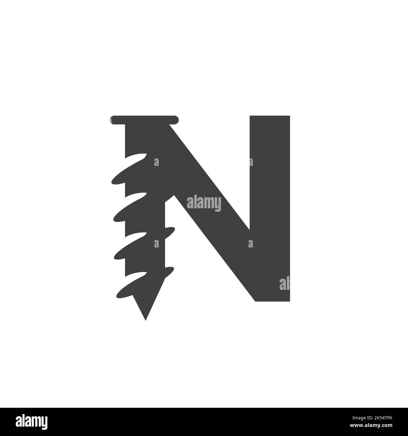 Letter N Screw Logo Template For Construction Ironmonger Symbol Design ...