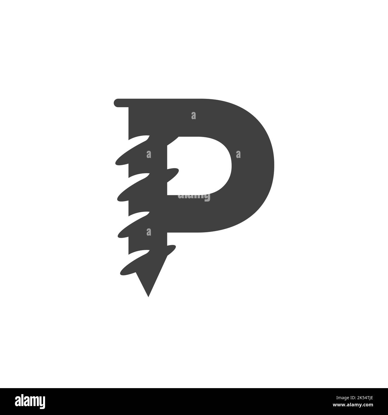Letter P Screw Logo Template For Construction Ironmonger Symbol Design ...