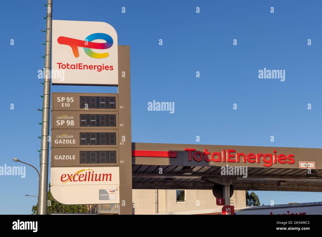 Calais, France - October 06, 2022 : Totalenergies gas station closed ...