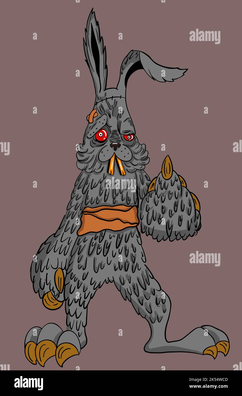 Halloween scary rabbit monster zombie halloween illustration Stock ...