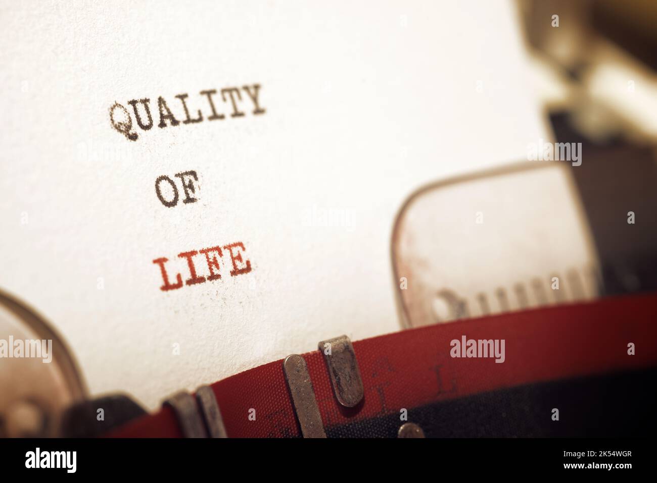 Quality of life text written with a typewriter Stock Photo - Alamy