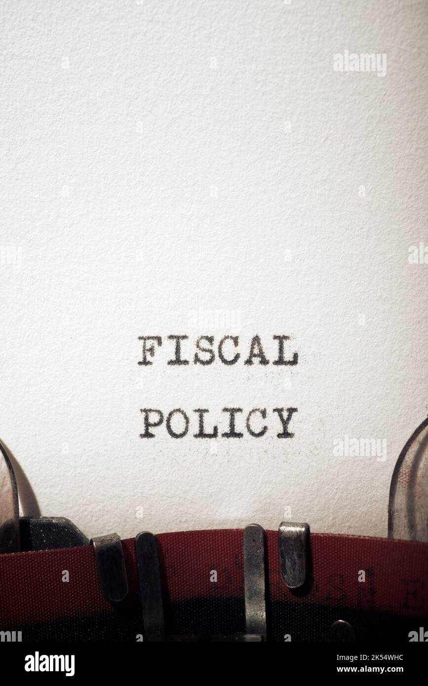 Fiscal policy text written with a typewriter Stock Photo - Alamy