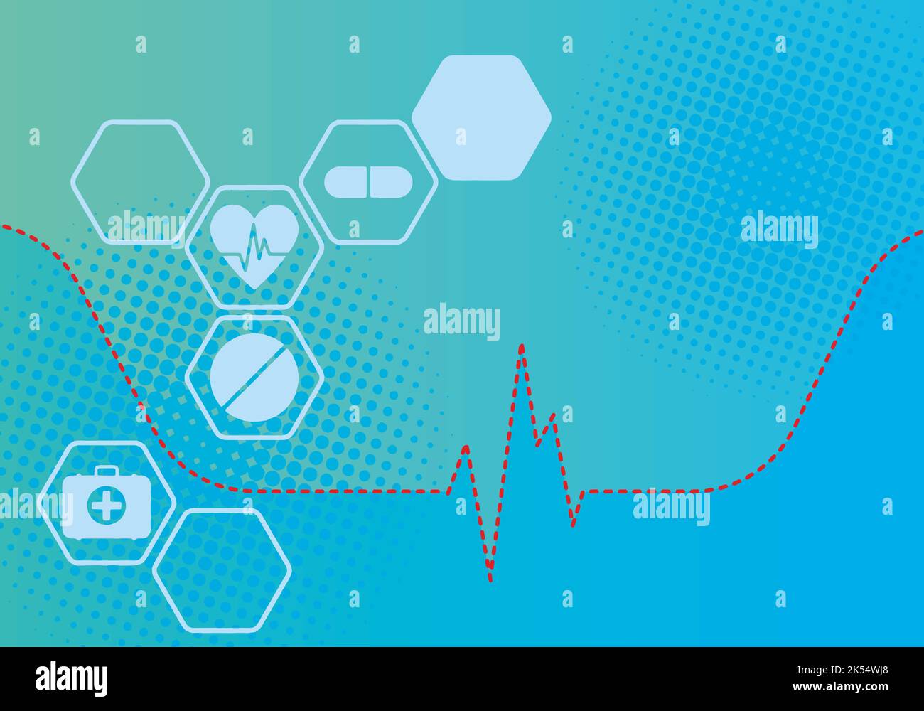 medical background with red pulse and medicine elements Stock Vector ...