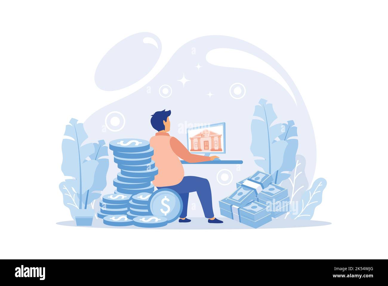 Office people using internet payments transfers and deposits Digital ...