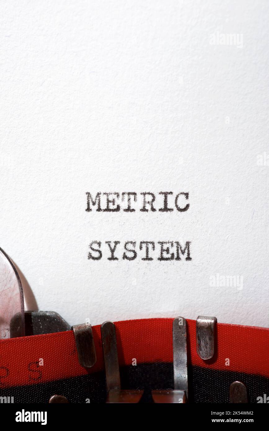 Metric system text written with a typewriter Stock Photo - Alamy