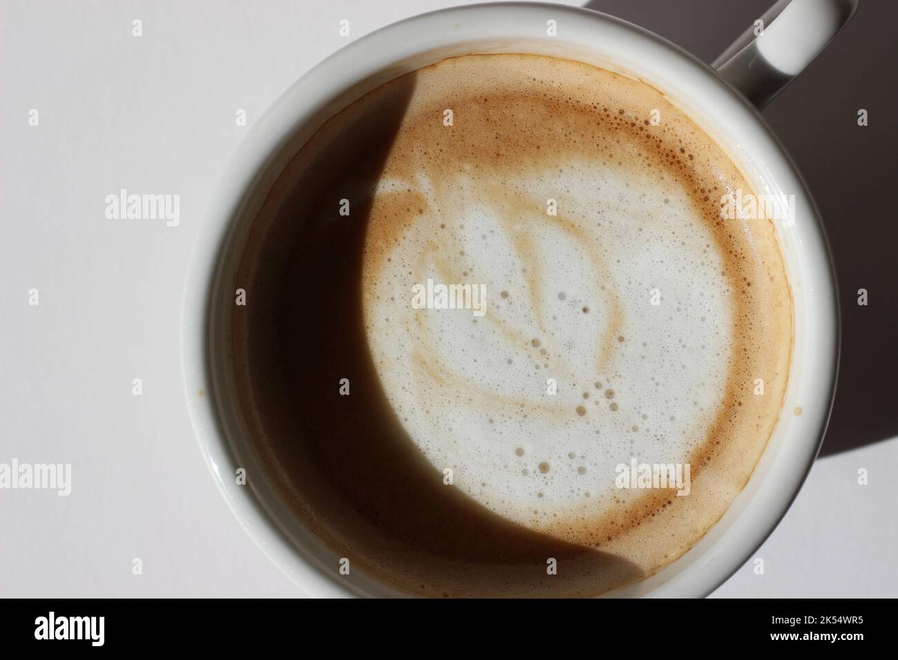 Freshly Brewed Cappuccino Coffee with Latte Art. Top View of Cappuccino ...