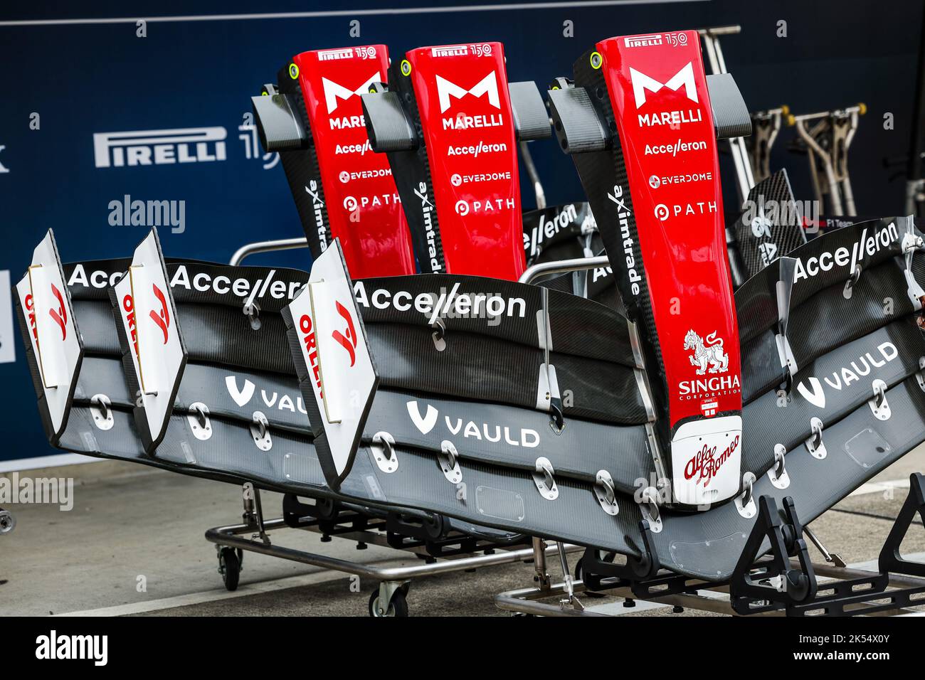 Alfa Romeo F1 Team ORLEN C42, mechanical detail of front wings during ...