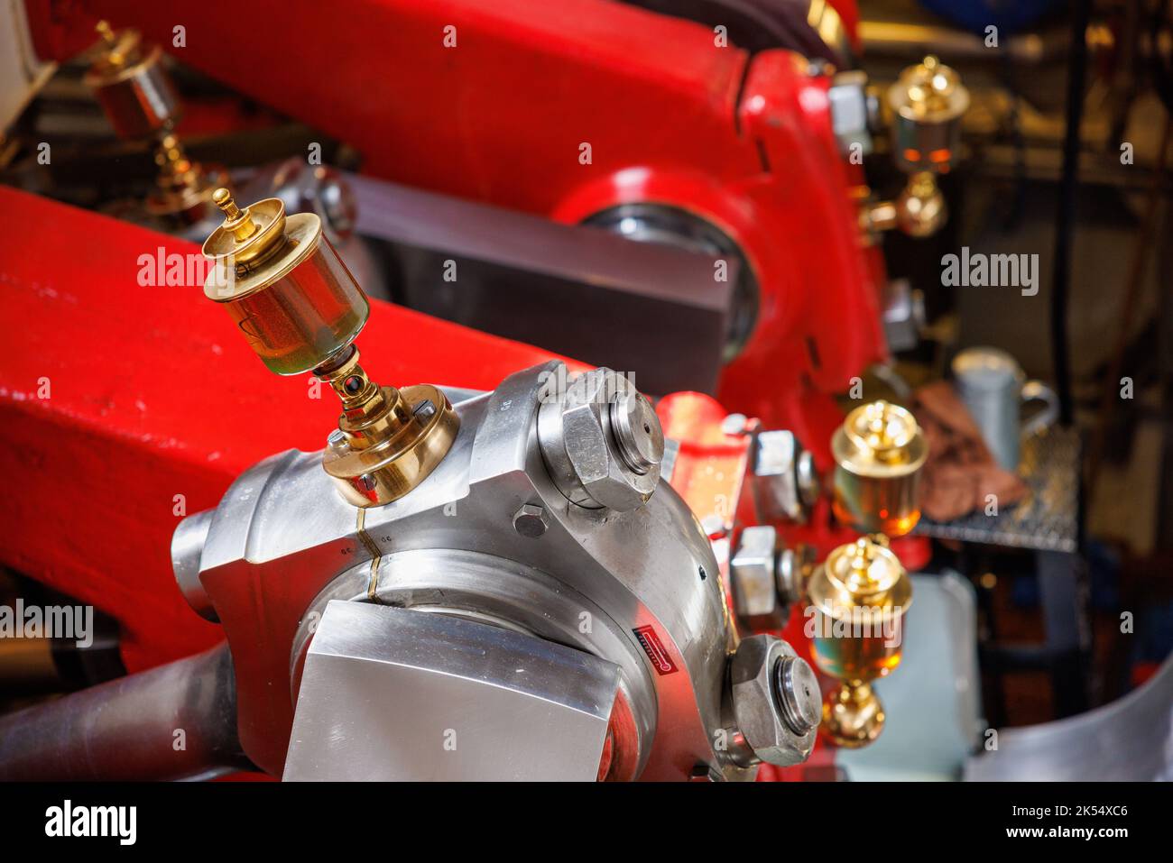 An engine on the steamship "Stadt Zurich" on the lake of Zurich ...