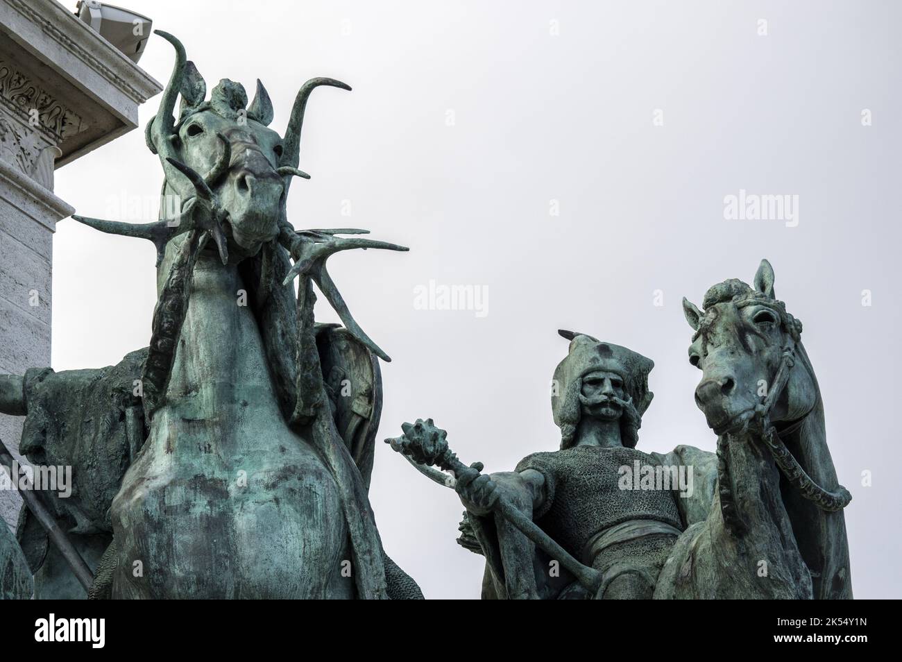Statues at the end of Andrassy Avenue in Budapest, Hungary, on Heroes ...