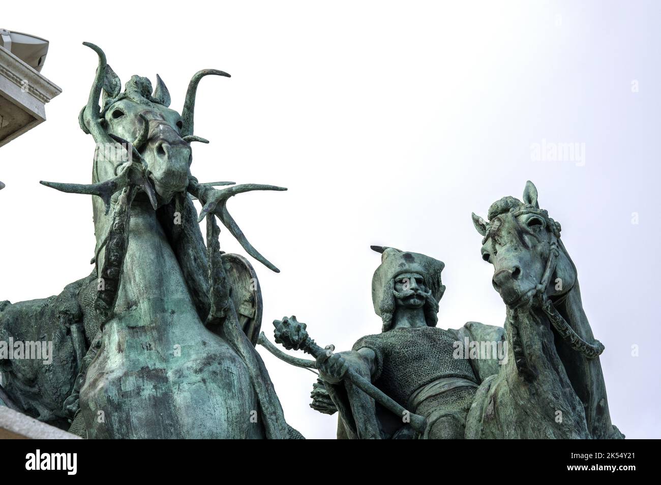 Statues at the end of Andrassy Avenue in Budapest, Hungary, on Heroes ...