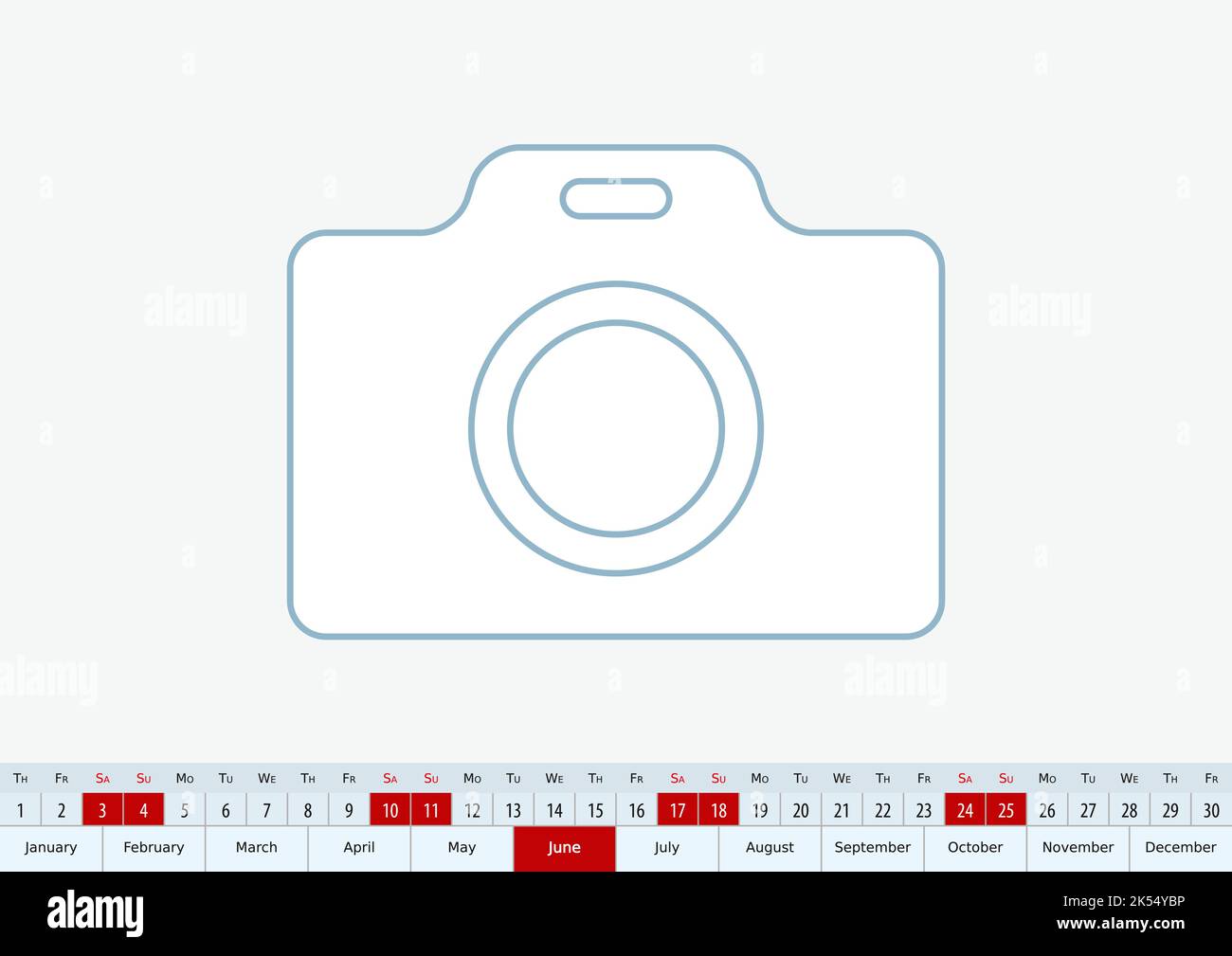 June 2023 for desk calendar, one line vector template calendar in ...