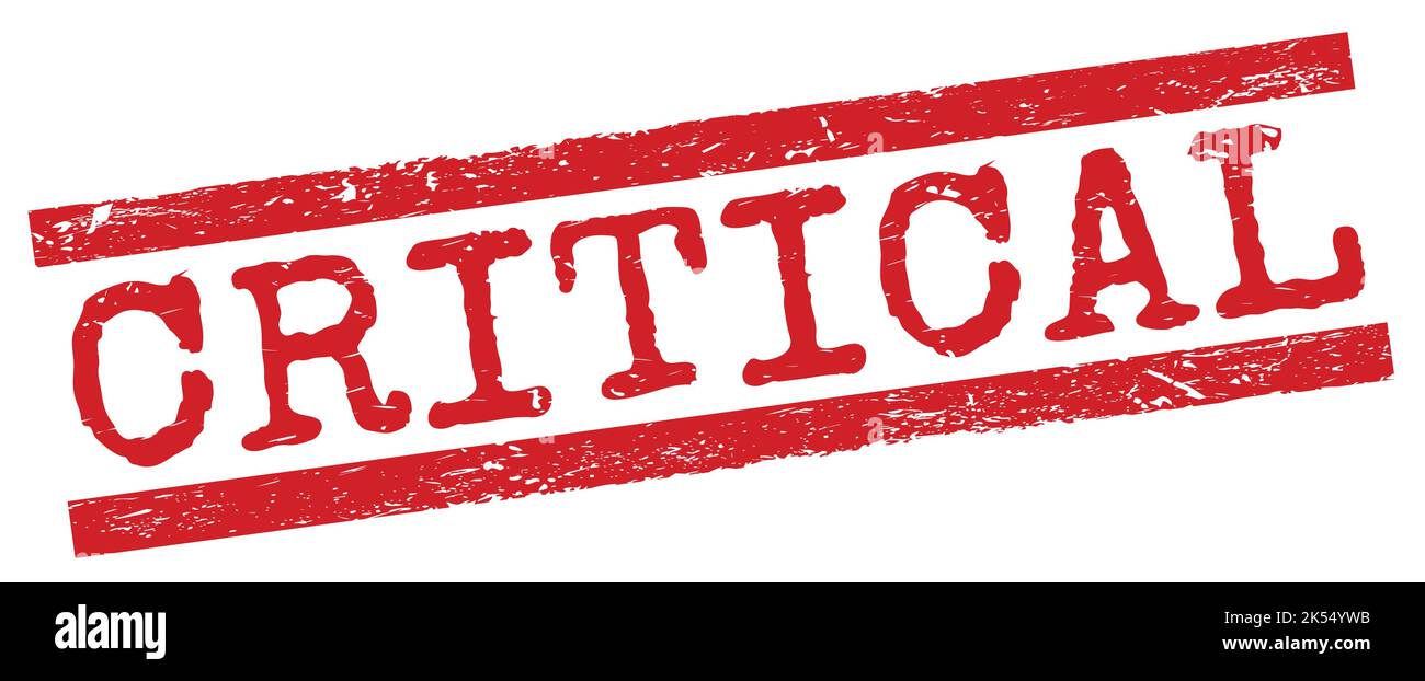 CRITICAL text written on red grungy lines stamp sign Stock Photo - Alamy