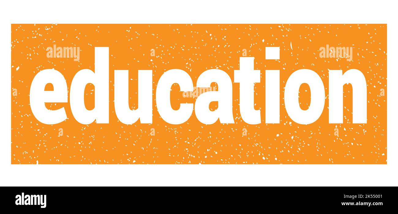 education text written on orange grungy stamp sign Stock Photo - Alamy