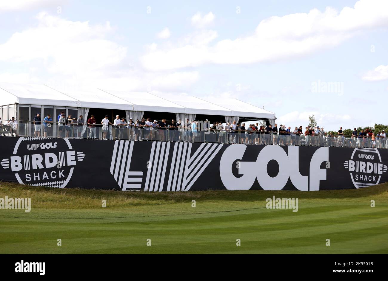 File photo dated 10-06-2022 of a general view of LIV Golf branding ...