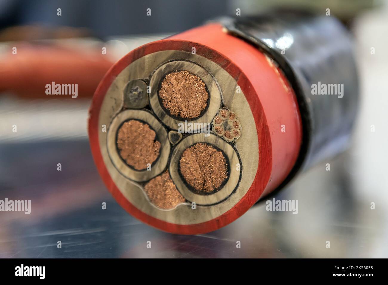 cross-section through a thick power cable Stock Photo - Alamy