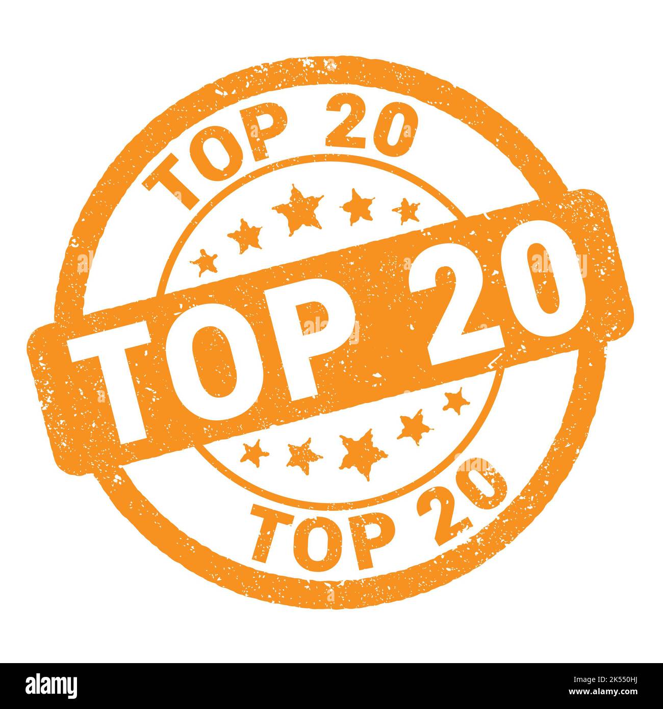 TOP 20 text written on orange grungy stamp sign Stock Photo - Alamy