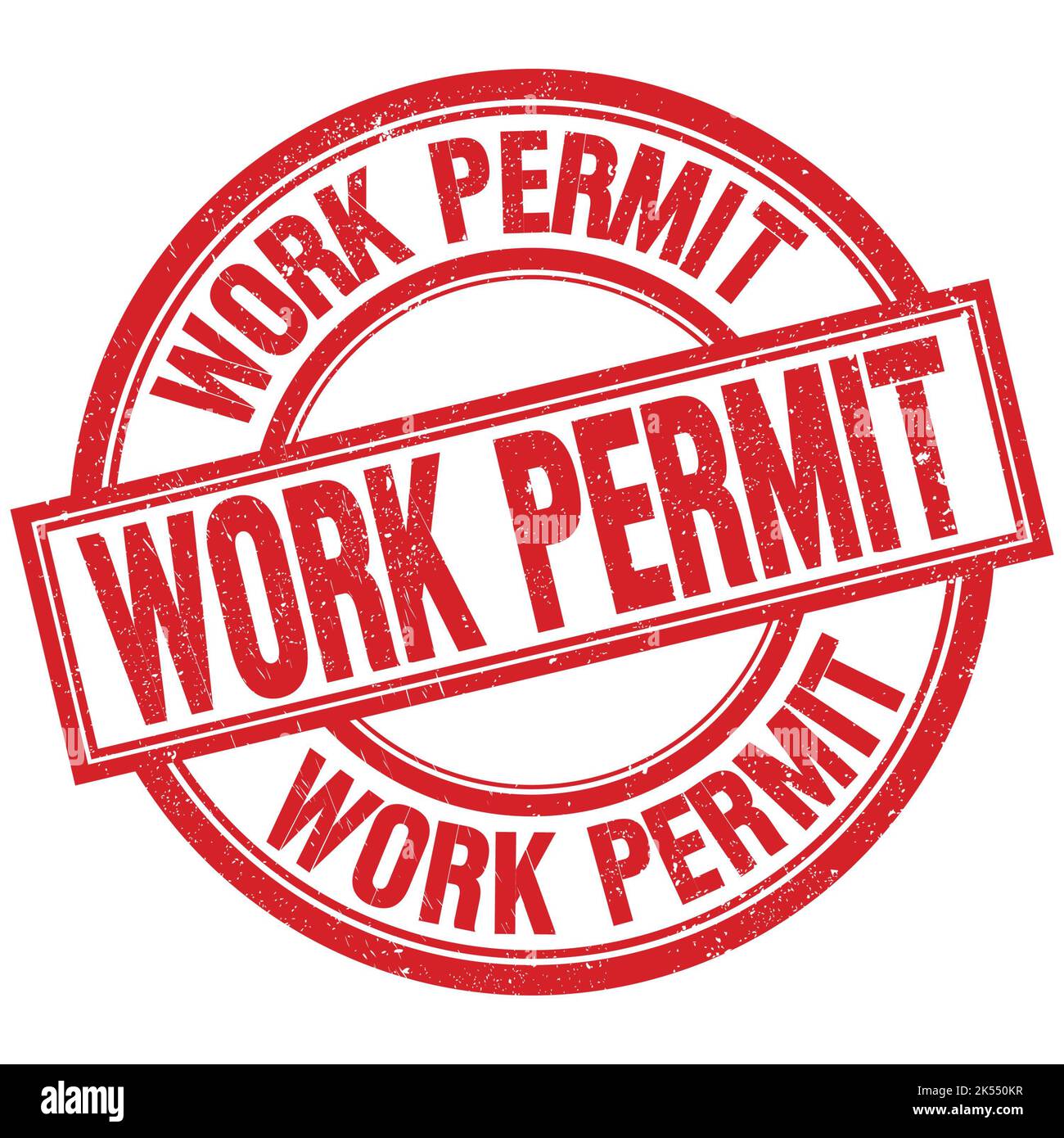 WORK PERMIT text written word on red round stamp sign Stock Photo - Alamy