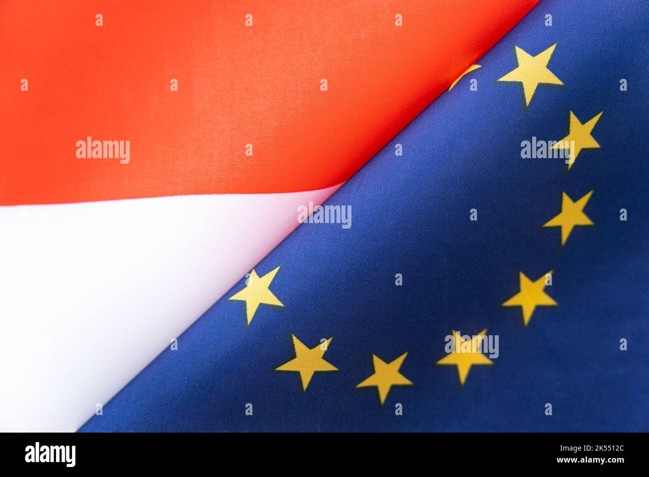 Flags European Union and indonesia. The concept of international ...