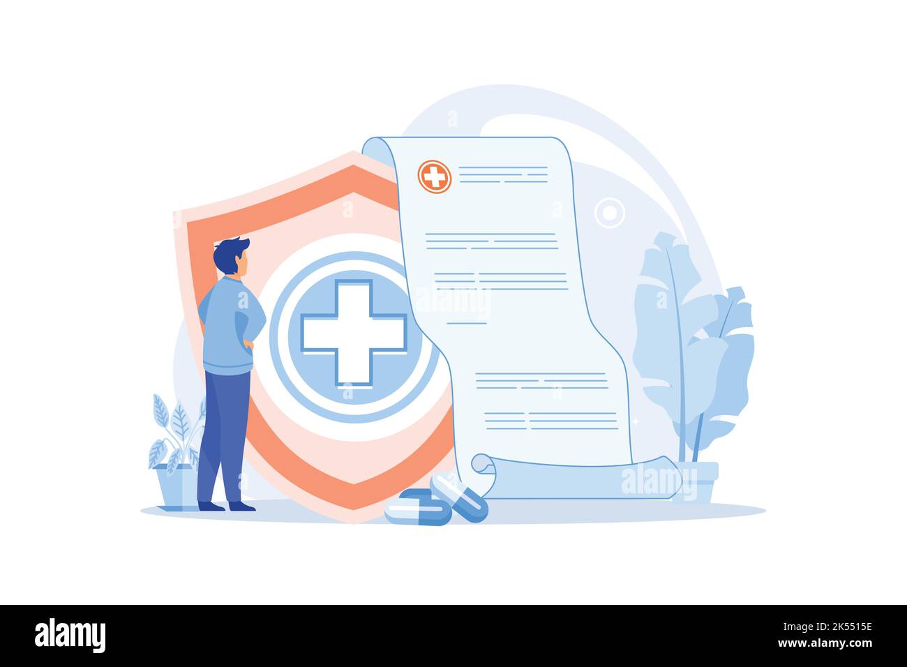 Health Insurance design concept with umbrella protection flat vector ...