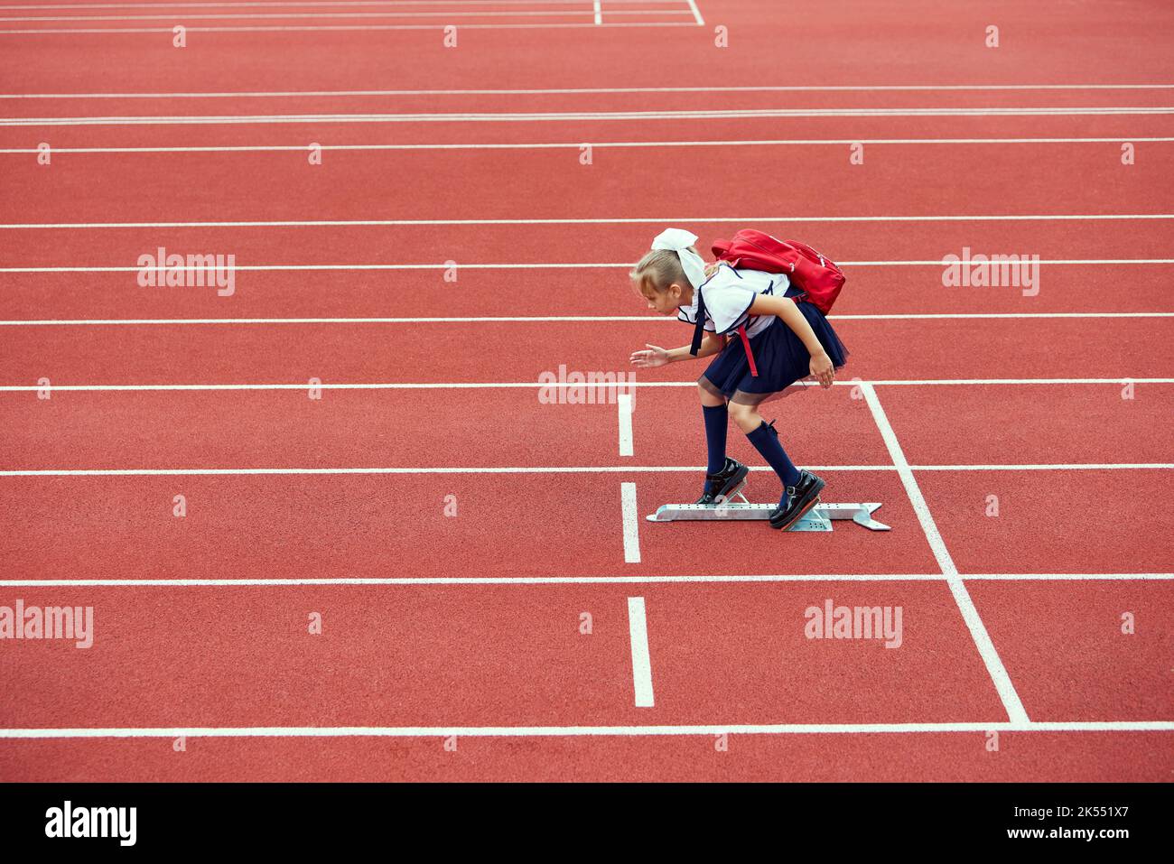 Start. Back to school, kids and education concept. Girl dressed in ...