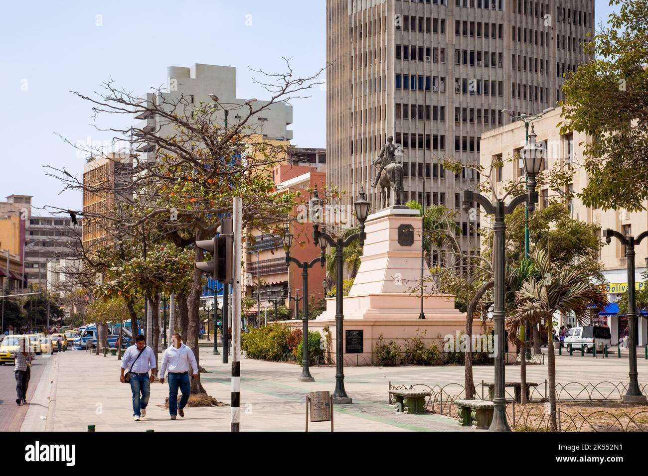 Colombia, Barranquilla Downtown, the main street is Bolivar avenue with ...