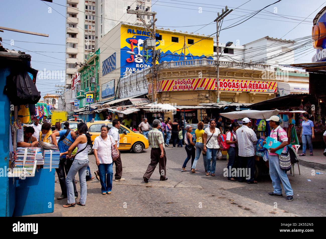 Colombia, Barranquilla. Downtown the old center the streets are busy ...