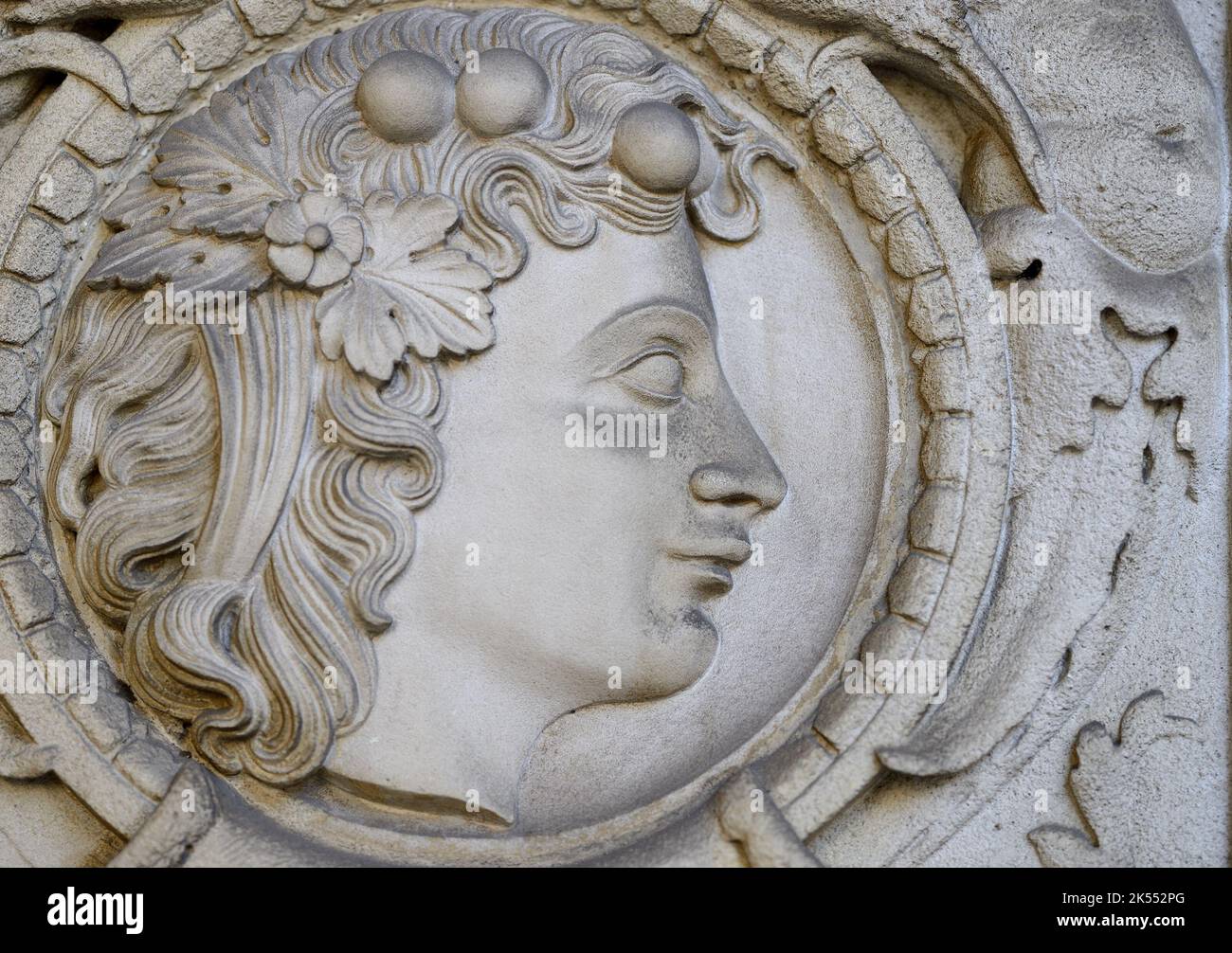 London, England, UK. Burlington House / Royal Academy. Stonework detail ...