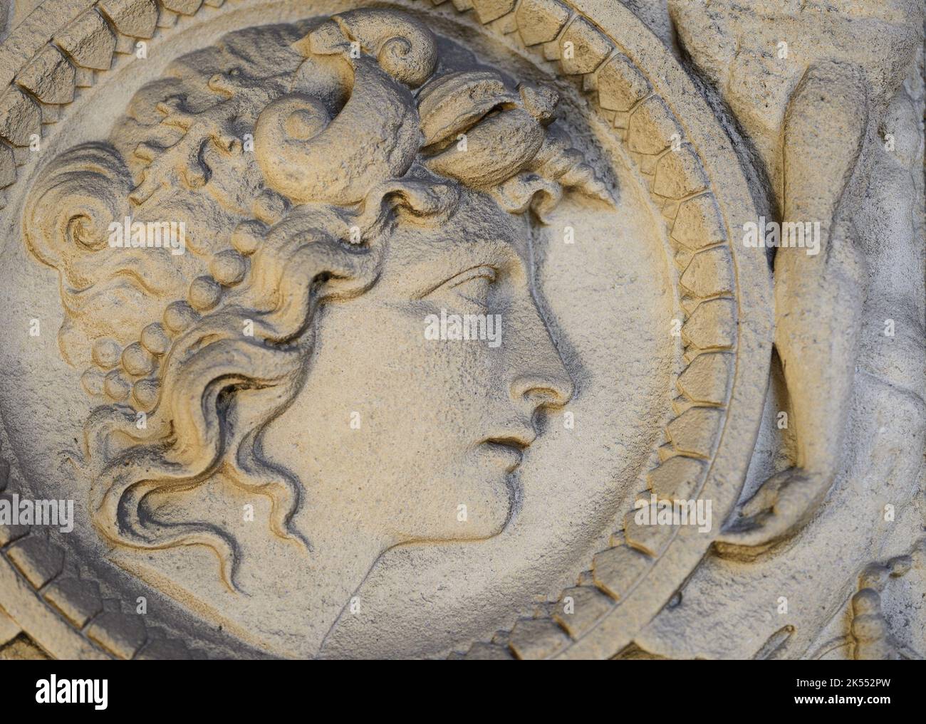 London, England, UK. Burlington House / Royal Academy. Stonework detail ...