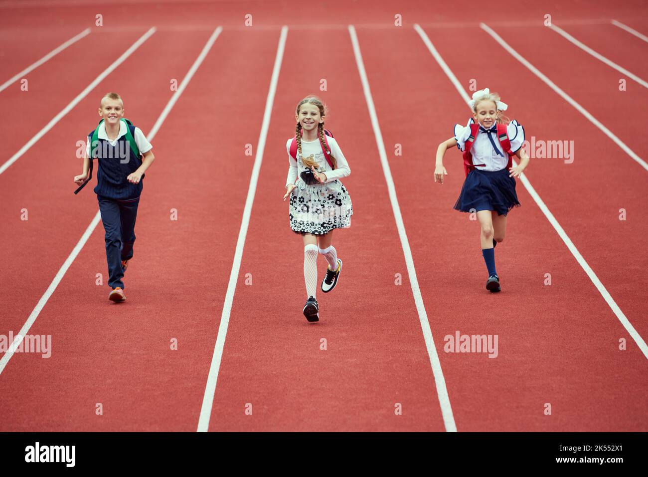 Start. Back to school, kids and education concept. Girls and boy ...