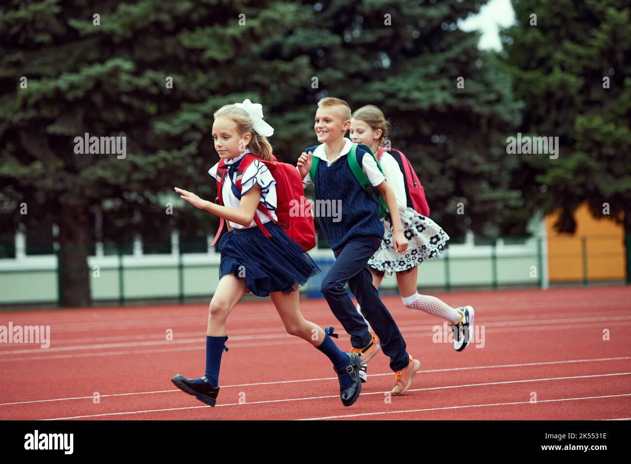 Start. Back to school, kids and education concept. Girls and boy ...