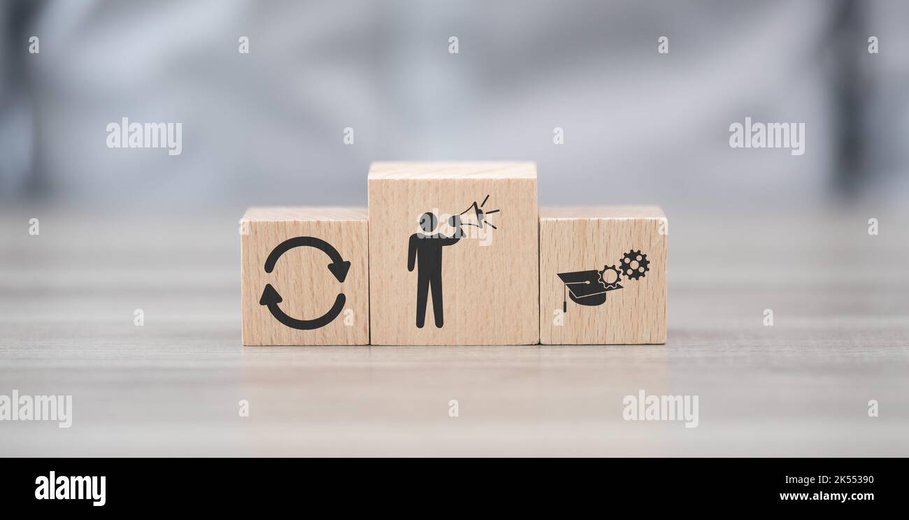 Wooden blocks with symbol of training concept Stock Photo - Alamy