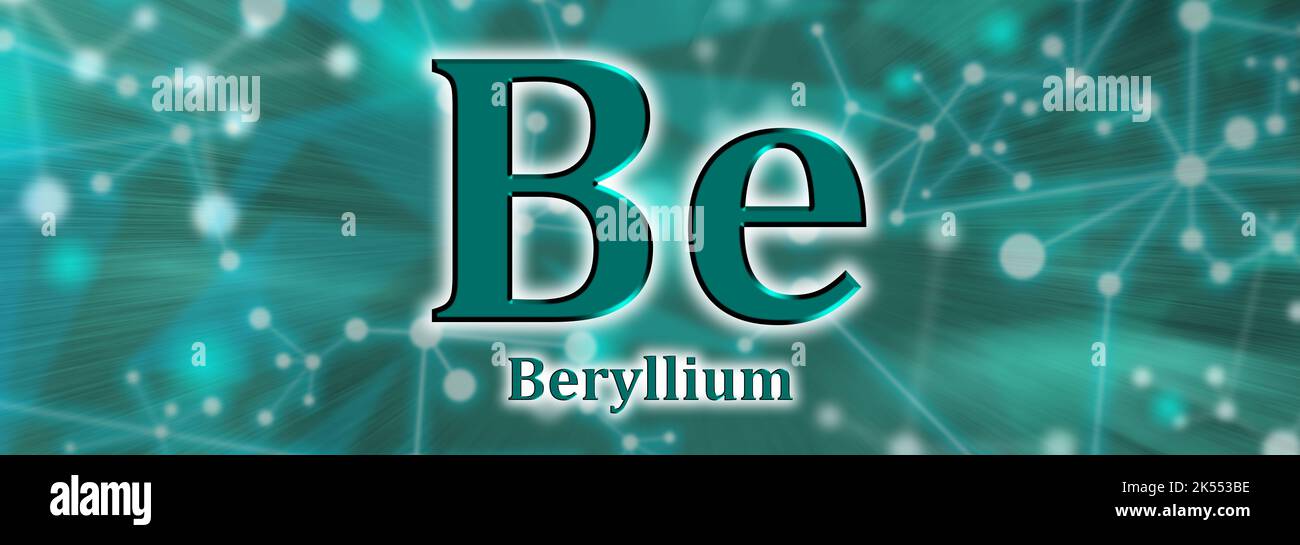 Be symbol. Beryllium chemical element on green network background Stock ...