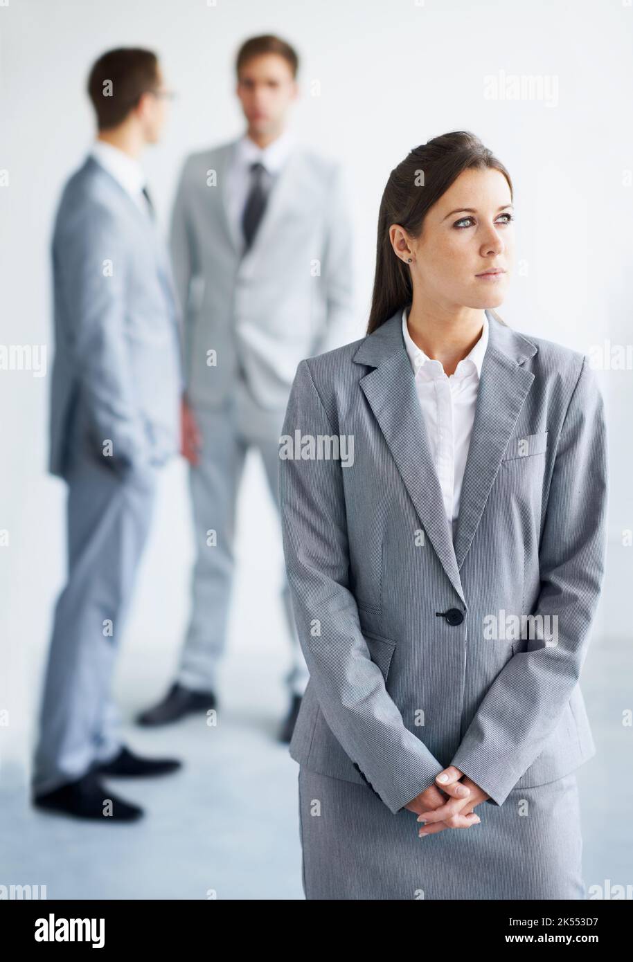 Ideas to get ahead of the pack. A beautiful young woman coming up with ...